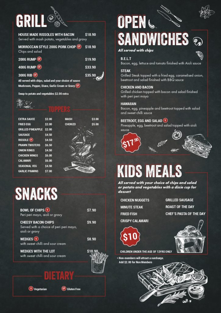 Bistro New Menu - Zillmere Sports Club